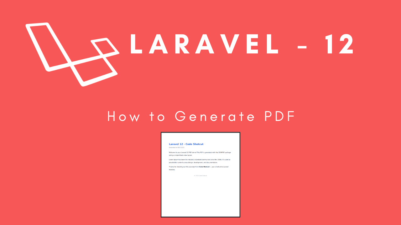Code Shotcut Laravel 12 How To Generate Pdf